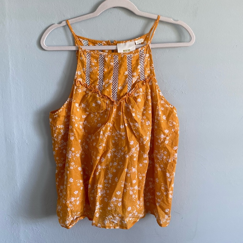 Maeve By Anthropologie Orange Floral Tank Top - Gem